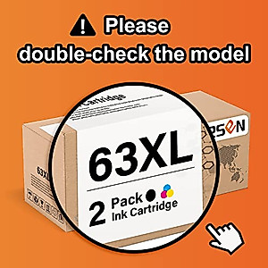 TESEN 63XL Remanufactured 63 XL Ink Cartridge Replacement for HP 63 XL 63XL to use with HP Officejet 3830 3833 4650 4652 4655 Deskjet 1112 3631 3634 3637 3639 2132 Envy 4520 4524 4510 (Combo Pack)