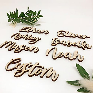Customized Wooden Name Tags for Place Setting, Personalized Place Cards for Weddings, Bridal Showers and Events, Cursive Laser Cut Seating Cards