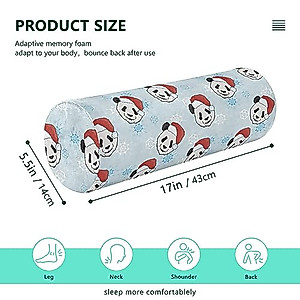 Vnurnrn Panda in A Santa Hat Neck Support Pillow Round Neck Roll Bolster Cylinder Pillow Cervical Pillows Body Pillow for Leg Knee Back Head Support for Work Men Women Bed