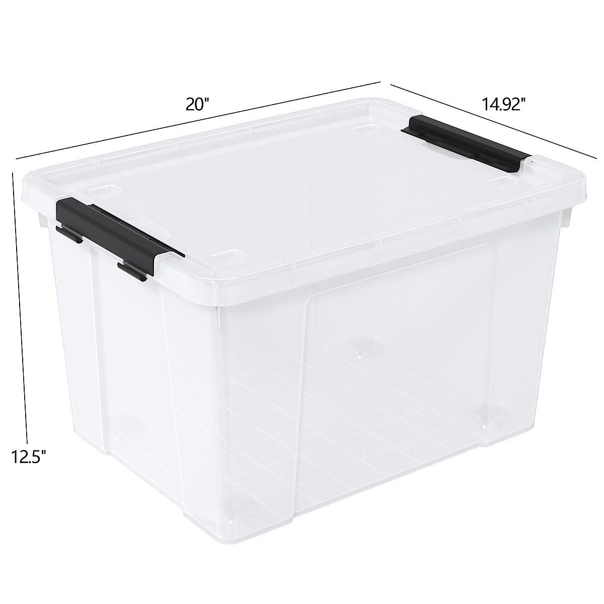 Nihenok Set of 4 50 L Stackable Plastic Storage Container with Latching Lids and Wheels, Clear Home Garage Organization Bins Box, See-Through