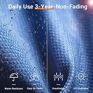 ovios 5 Piece Outdoor Patio Furniture with 3 Seat Sofa,Rattan Wicker Coversation Set with Swivel Rocking Chair,Balcony Sofa Set with Shiny Table for Outside Porch Backyard Pool,Blue