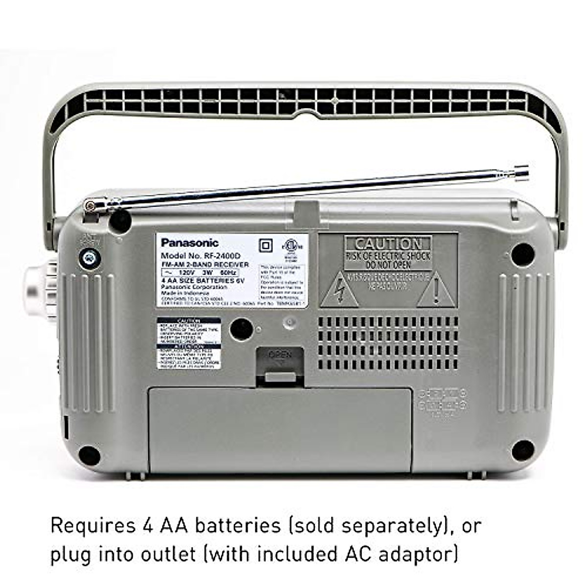 Panasonic Portable AM / FM Radio, Battery Operated Analog Radio, AC Powered, Silver (RF-2400D)