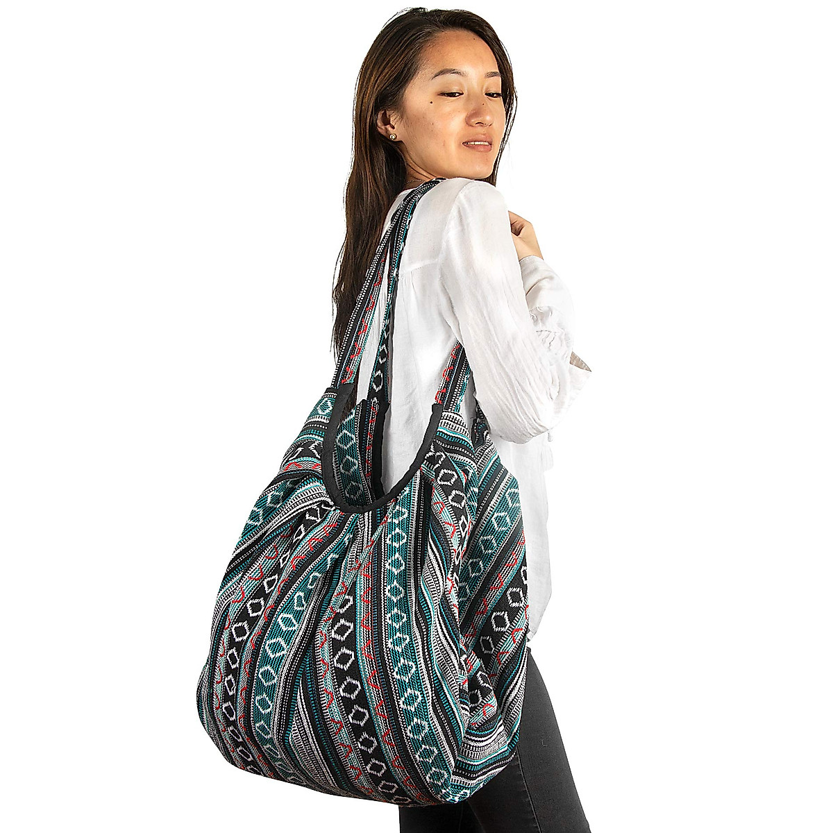 Large Tote Shoulder Bag for Women Casual Comfortable Market Groceries School Books Everyday Purse Travel (Geometric Blue)