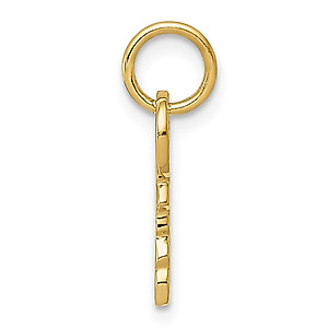 Solid 14k Yellow Gold Rounded Top Key Charm Pendant - 16mm x 6mm