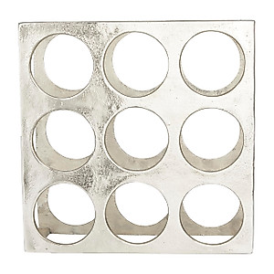 The Novogratz Aluminum 9 Bottle Wine Rack, 16" x 8" x 16", Silver