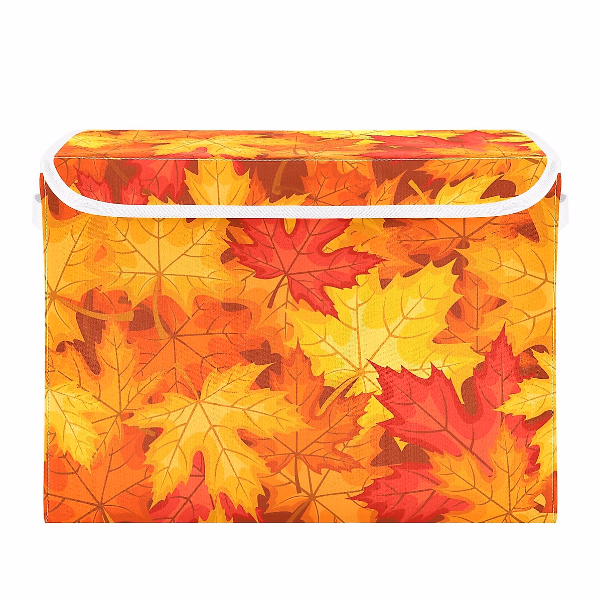 MFTJYO Fall Maple Leaves in Autumn Storage Bin with Lid Foldable Storage Box Washable Fabric Storage Cubes Bin Organizer Basket Closet for Home Bedroom Closet Nursery Office