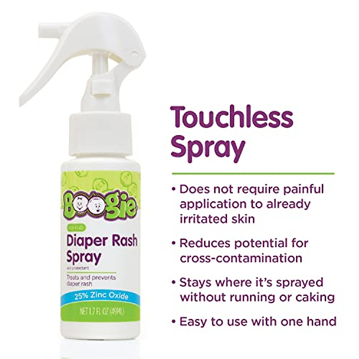 Baby Wipes Unscented & Diaper Rash Cream Spray by Boogie, 3 Packs of 30 (90 Total Wipes), 1.7 oz 1 Diaper Rash Spray