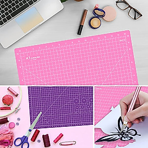 Headley Tools 12 x 18 Inch Self Healing Cutting Mat, Durable Rotary Cutting Mat Double Sided 5-Ply Gridded A3 Cutting Board for Craft, Fabric, Quilting, Sewing, Scrapbooking Project, Pink/Dark purple