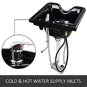 Happybuy Shampoo Bowl Sink Black ABS Plastic Salon and Spa Hair Sink Beauty Salon Equipment for Hair Stylists