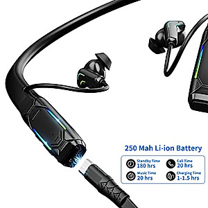 ERSZOO Neckband Bluetooth Headphones Stereo Sound Wireless Earbuds 20 Hrs Playtime Headset with Microphone Noise Canceling IPX4 Waterproof Gym Running Compatible with iPhone,Samsung, Android,Black