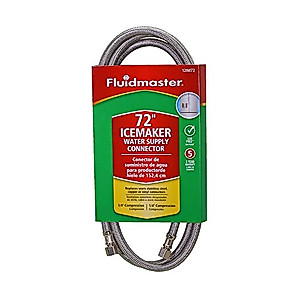 Fluidmaster 12IM72 Braided Stainless Steel Ice Maker Connector Water Line with Dual 1/4-In. x 1/4-In. Female Compression Threads, 6 Ft. (72-In.) Length