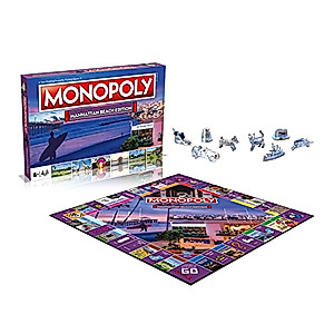 Monopoly Board Game Manhattan Beach Edition: 2-6 Players Family Board Games for Kids and Adults, Board Games for Kids 8 and up, for Kids and Adults, Ideal for Game Night