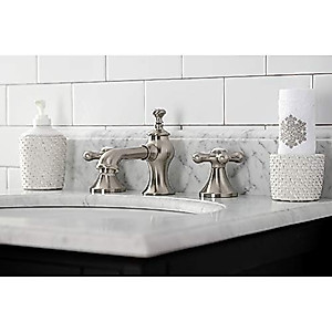 Kingston Brass KC7068AX Vintage Widespread Bathroom Faucet with Brass Pop-Up, Brushed Nickel