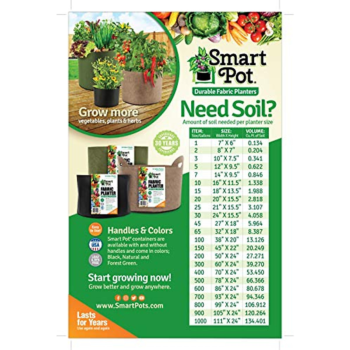 Smart Pots 20-Gallon Smart Pot Soft-Sided Container, Tan with Strap handles