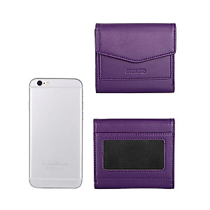 AGBIADD Small Compact Leather Wallet for Women, RFID Blocking Women's Credit Card Holder Pocket Wallet Ladies Purse (purple)