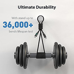 SOOPII 100W 4ft USB C to USB C Cable Fast Charge, Nylon Braided Type-C Cable with LED Display for lPad Air/lPad Pro, MacBook Pro, Samsung Galaxy S21/S10/S9/Plus (Black)