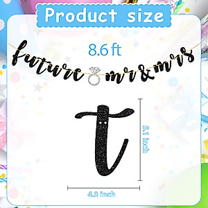 Halodete Future Mr & Mrs Banner, Engaged Banner, Bridal Shower, Wedding Party Garland Bunting Decorations - Black Glitter