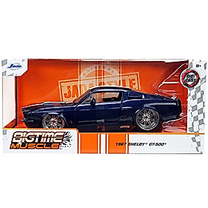 1967 Shelby GT500 Dark Blue Metallic with White Stripes Bigtime Muscle Series 1/24 Diecast Model Car by Jada 33865