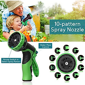 150 ft Expandable Garden Hose - New Flexible Water Hose 150ft with 10 Pattern Spray Nozzle, 3/4 Solid Brass Connectors, Retractable Latex Core - Lightweight Expanding Hose