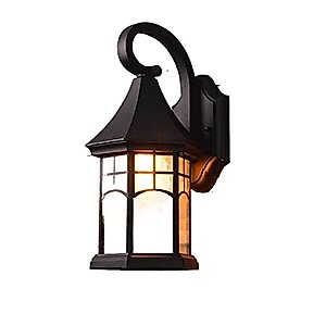 PEHUB Vintage Outdoor Waterproof and Dustproof Black Wall Lamp Sconce Antique Retro Staircase Hallway Exterior Wall Patio Courtyard Garden Wall Lantern Wall Light Exterior Light Fixture