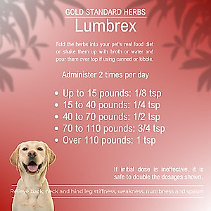 Lumbrex Joint Pain and Stiffness Relief Supplement for Dogs by Gold Standard Herbs, All Natural Angelica Root and Loranthus, 250 gram Powder
