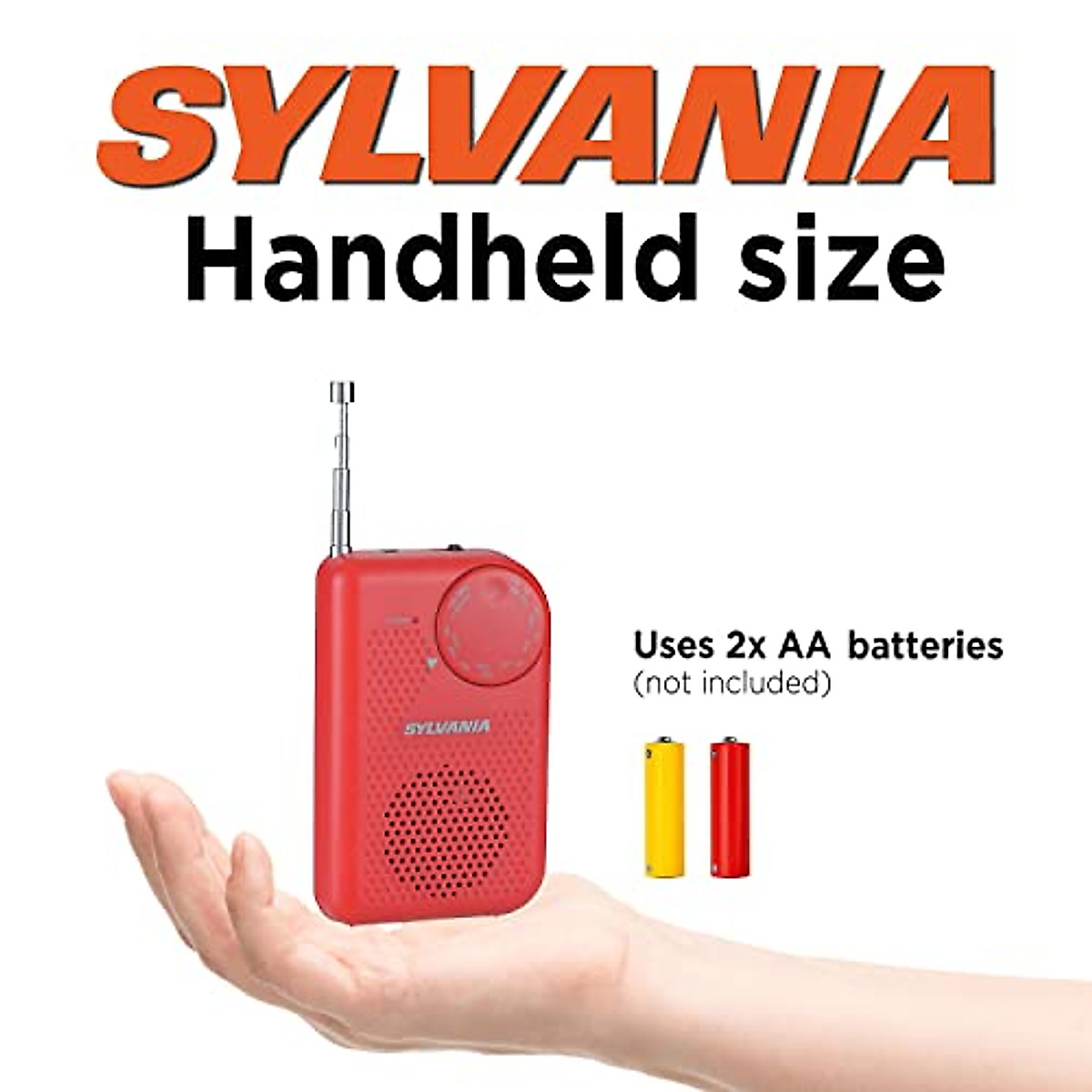 Portable AM/FM Pocket Radio With Built-In Speaker, Red