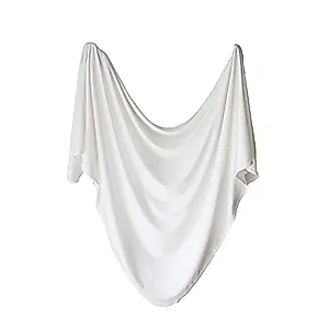 Marlowe & Co Premium Knit Viscose from Bamboo Swaddle Blanket, 47in x 47in (Cloud White)