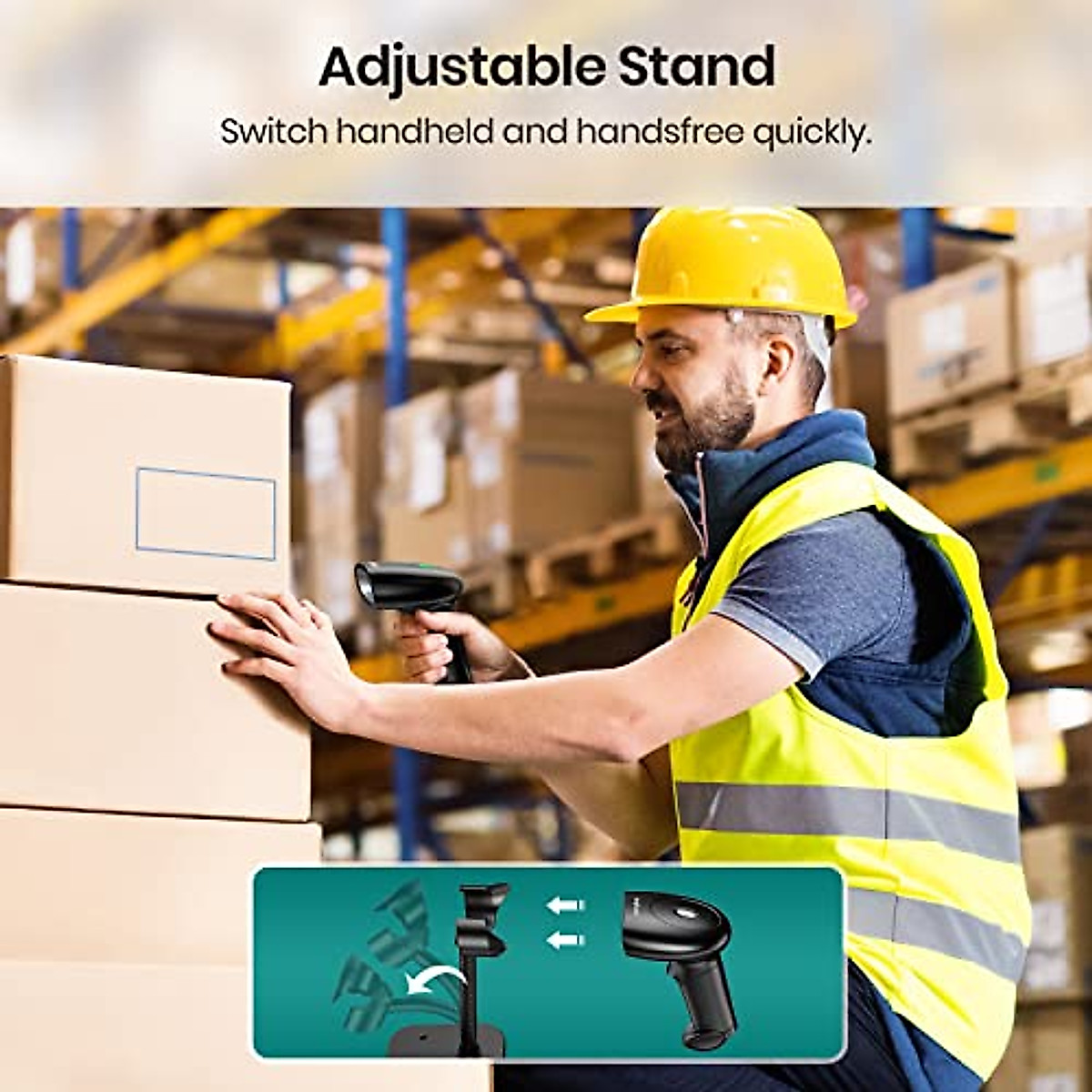 Anyeast Multi-Mode Wireless & USB Barcode Scanner w/Stand
