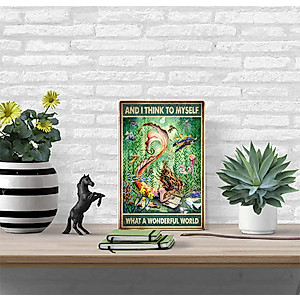 And I Think To Myself Sign - Positive Motivational Encouragement Gifts for Women Teens - Inspirational Quote Wall Art - Mermaid Wall Decor (100)