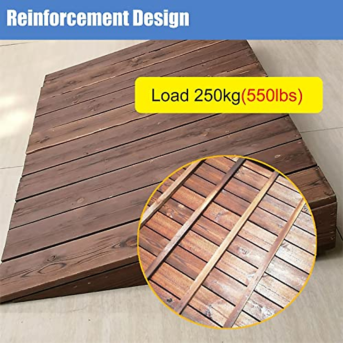 GUENZO Threshold Ramp, Auxiliary Wood Threshold Ramps for Doorways, 4 5 6 7 8 10 Inch Rise Wheelchair Transition Ramp for Home/Front Door/Yard/Patio, Non Slip (Size : 90x60x13cm/35.4x23.6x5in)