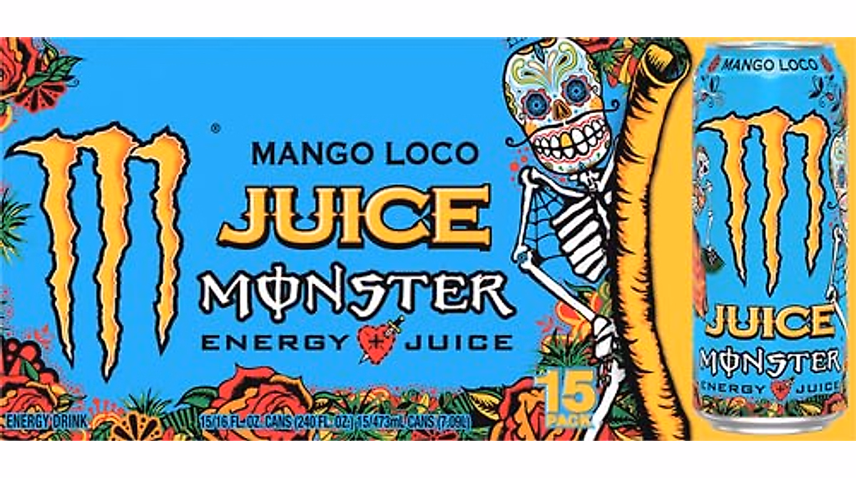 Monster Energy Juice Mango Loco 16oz Pack of 15 Energy Drink
