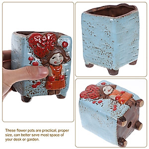 Abaodam Plant Pot container small pot bracket tabletop decor decorate plant Hydroponics flowers potted plant square flower pots outdoor cute vanilla floral decorations fleshy unique