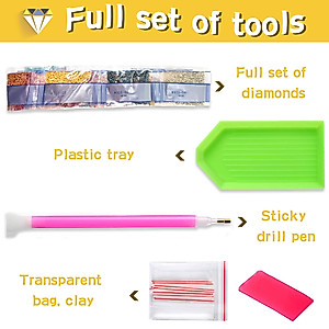 SKRYUIE 5D Landscape Diamond Painting Kits - DIY Diamond Art Kits for Adults Ocean Sailboat, Full Round Drill - Crystal Cross Stitch - Adults Craft for Wall & Office Decor - 12x16 inch