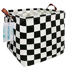 LANGYASHAN Square Storage Baskets Waterproof Canvas Children Laundry Nursery Hamper for Shelves Gift Baskets Toy Organizer Room Decor (Square Racing flag)
