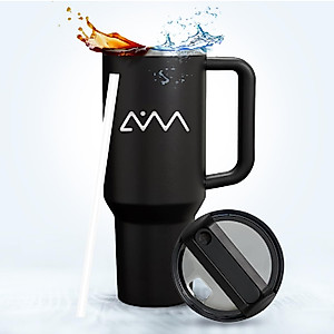 AVM 40 oz Tumbler with Handle and Straw, Vacuum Insulated Stainless Steel Travel Mug for Hot and Cold Drinks, H2.0 Flowstate Technology Quencher Tumbler with Straw and Leakproof Lid
