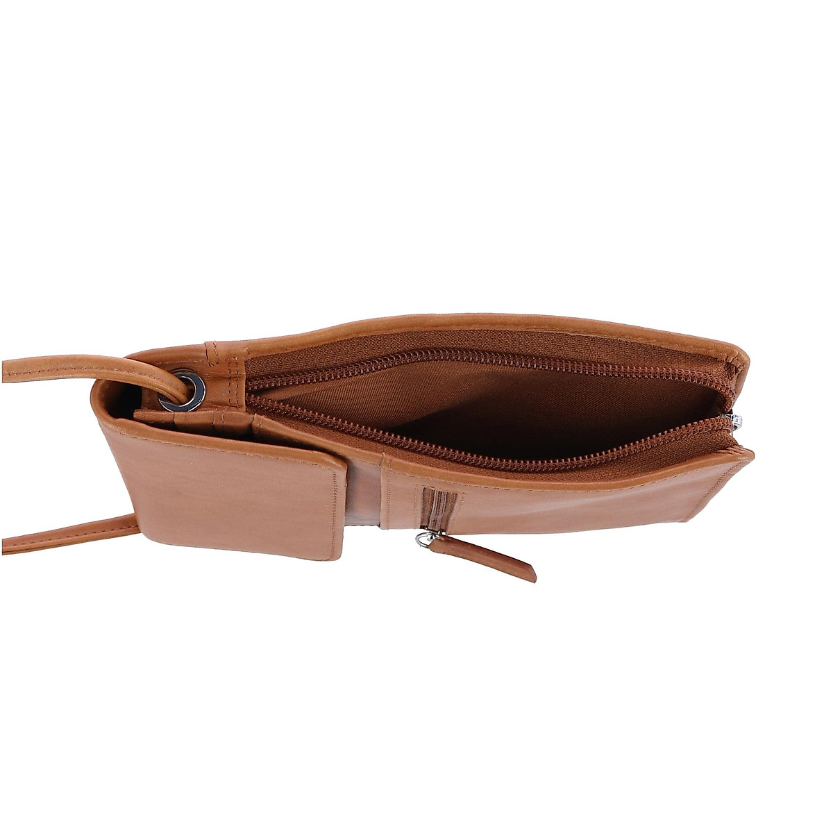 ili New York 6824 Leather Crossbody Organizer with RFID Blocking Lining (Antique Saddle)