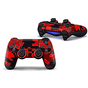 SKINOWN Skin Sticker Protective Cover for PS4 PlayStation Controller Camouflage Red and Blue (2 Pieces)