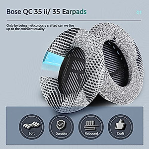 Wzsipod Cooling-Gel QuietComfort 35 / QC 35ii Replacement Ear Pads for Bose Headphones, Compatible with Bose QC45 QC35 QC25 QC2 QC15/ Around-Ear 2 AE2i AE2w/ SoundTrue & SoundLink Series (Grey Fabric)