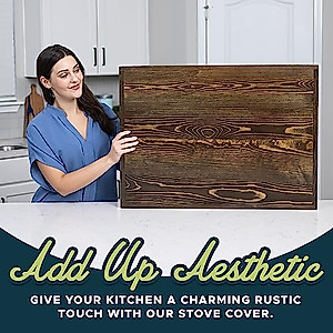 RELODECOR Noodle Board Stove Covers with Built-in Handles, Durable Extra Thick Pine Wood Handmade Cookware, Counter Space Top Covers for Electric Stoves, Farmhouse Rustic Stove Cover for Kitchen