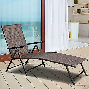 Giantex Set of 2 Chaise Lounge Chair with 5 Adjustable Reclining Positions, Patio Folding Recliner for Yard, Pool, Garden Beach Sunbathing Seat (2, Brown)