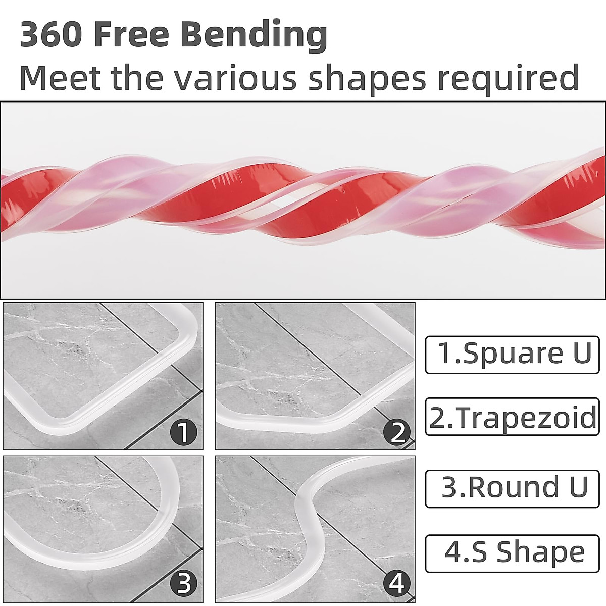 39 Inch Collapsible Shower Threshold Water Dam Barrier,Self Adhesive Silicone Shower Water Bathtub Splash Guard Bathroom Kitchen Water Stopper Blocker for Dry and Wet Separation Seal Strip Edge Trim