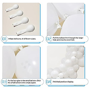 XIXIGOU 110 Pcs White Balloon Garland Arch Kit, White Balloons Different Sizes 18/12/10/5 Inch Matte White Latex Balloons for Baby Shower/Birthday Party/Graduation/Wedding Party Decoration