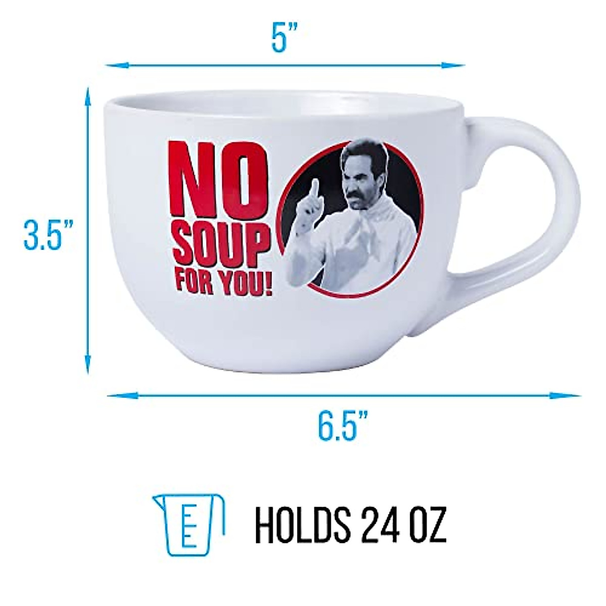 Silver Buffalo Seinfeld No Soup For You Ceramic Soup Mug, 24 Ounces