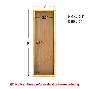 Bamboo Kitchen Drawer Organizer, Wooden Storage Box for Utensil Organizer Silverware Tray Cutlery Holder Flatware Containers - Multi-Use Deep Drawer Dividers Organizer for Bathroom, Jewelry,  9"3"2.5"