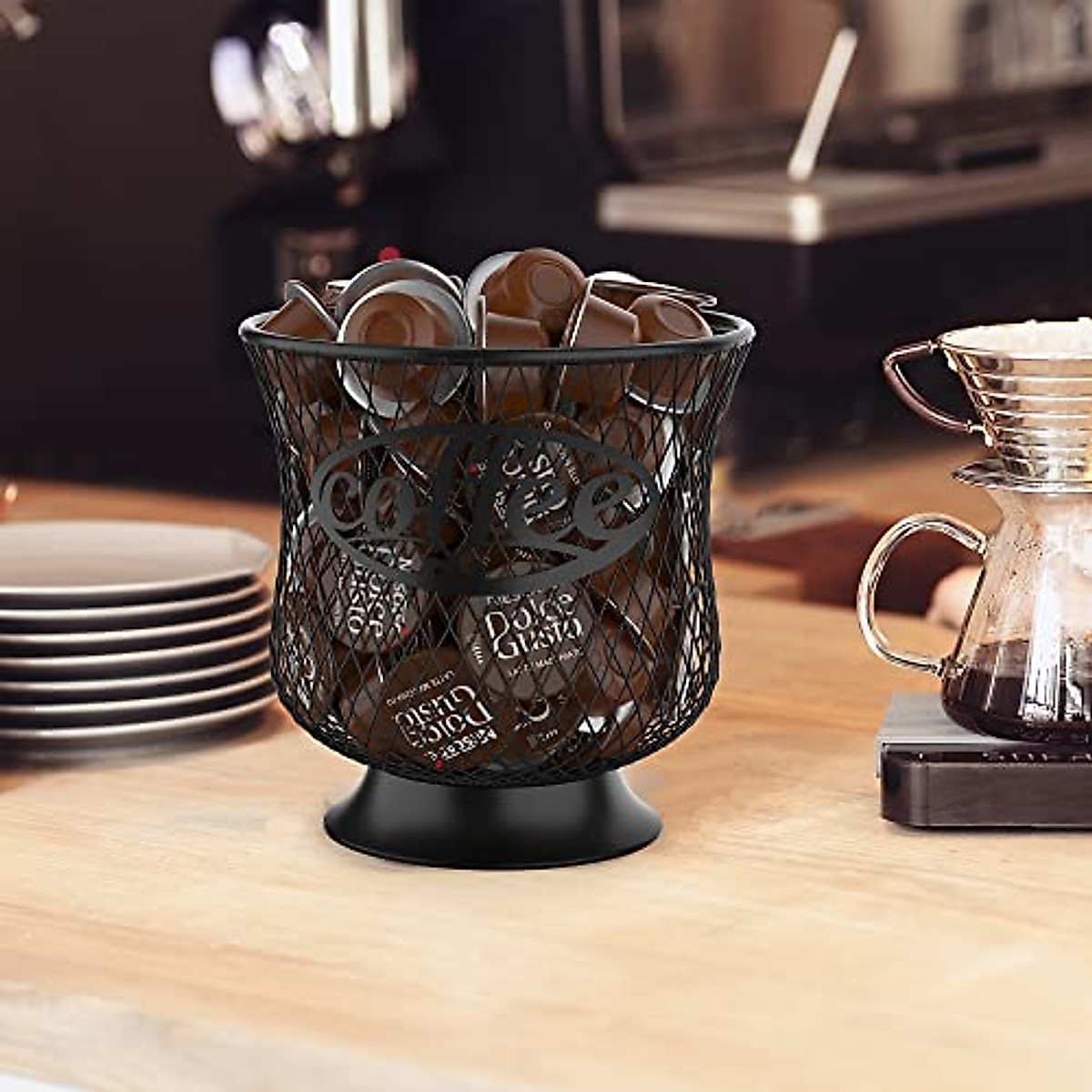 ITHSKUILL Coffee Pod Holder, Sturdy K Cup Organizer, Large Capacity K Cup Storage for Keuring Espresso Capsule Coffee Creamer, Easy to Refill and Organize for Cafe Bar, Coffee Bar Decor