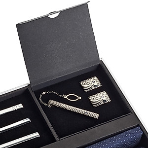 Premium Men’s Gift Tie Set Silky Necktie Pocket Squares Tie Clips Cufflinks For Men Multicolored