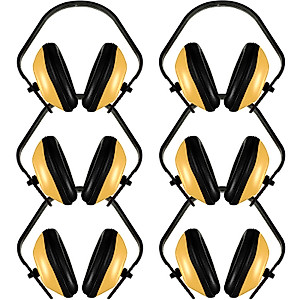 Maitys 6 Pcs Soundproof Earmuffs Hearing Protection Headphones Adjustable Padded Defender Noise Reduction Earplug for Kids (Yellow)