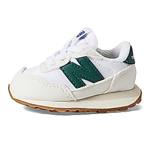 New Balance Kids 237 Bungee Sneaker, NIMBUS CLOUD/NIGHTWATCH GREEN, 8.5 M Toddler (1-4 Years)