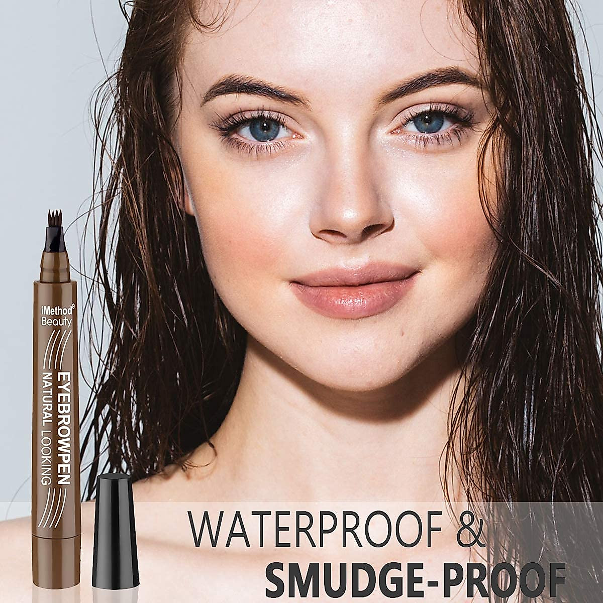 Eyebrow Pen - iMethod Upgrade Eyebrow TattooPen, Eyebrow Makeup, Long Lasting, Waterproof and Smudge-proof, Light Brown