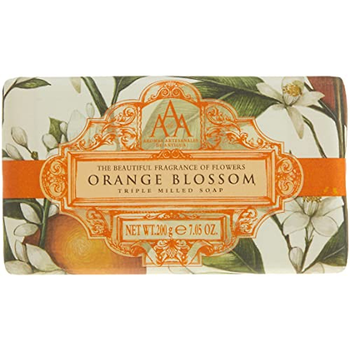 AAA Floral - Triple-Milled Luxury Soap Bar - Orange Blossom - 200 g / 7 oz (SLS and Paraben Free)